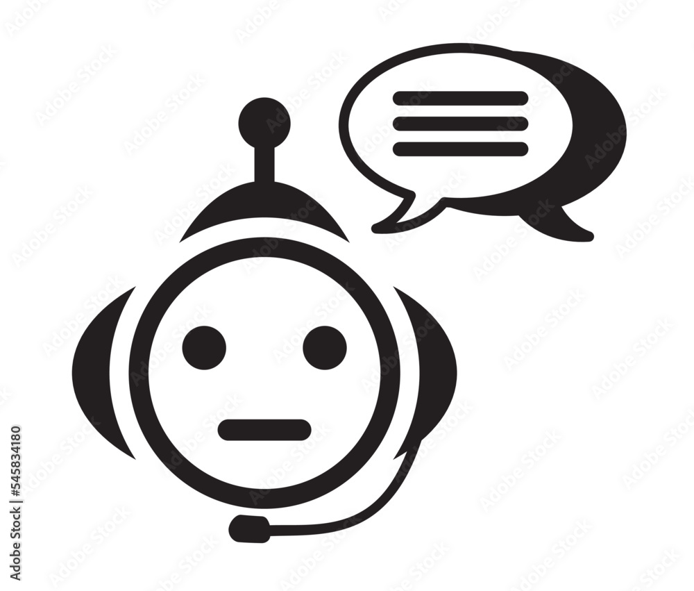 Vector illustration of chatbot icon. Isolate on white background ...