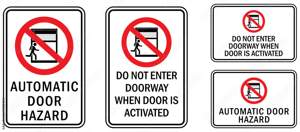 Poster Parking lot garage automatic door hazard sign set of vector ...