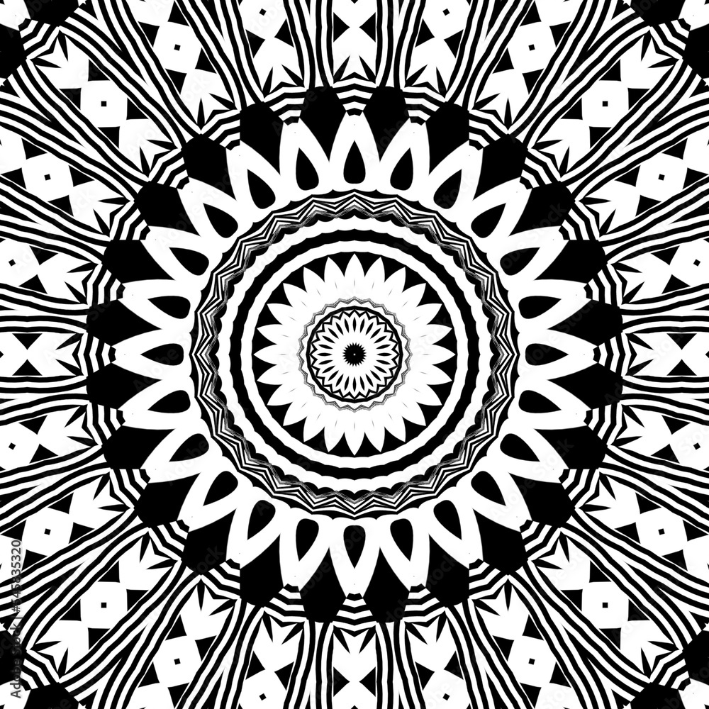 Illusive tile with black white striped diagonal lines and abstract ...