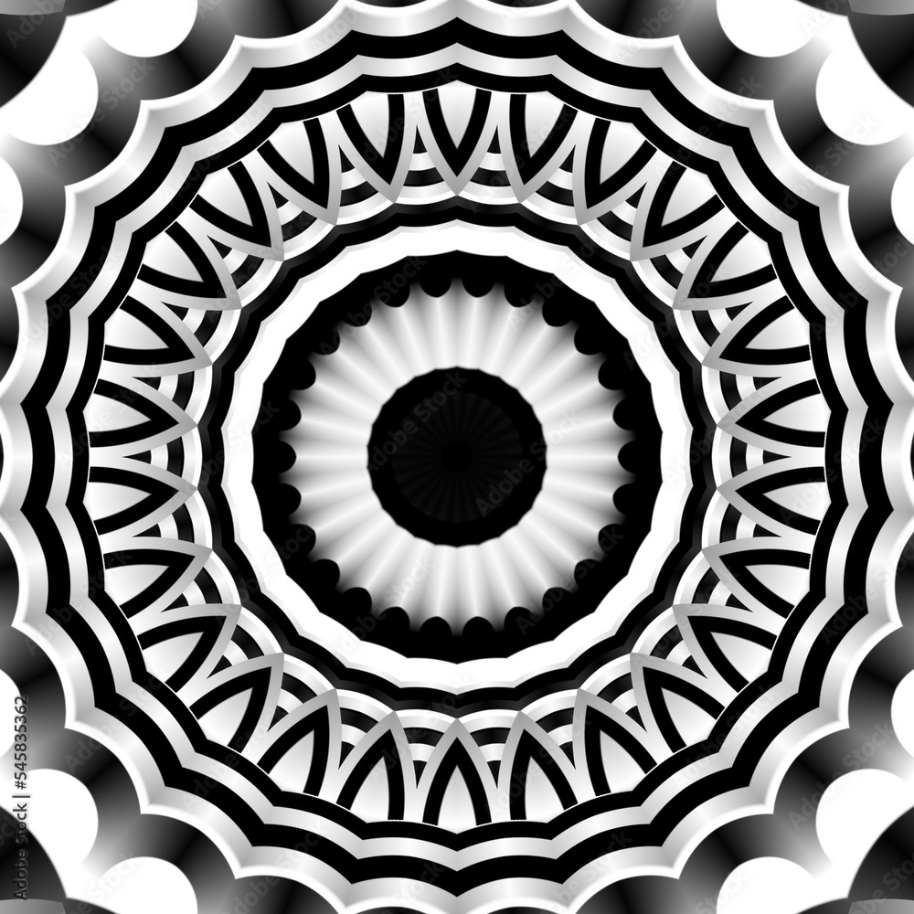 Illusive tile with black white striped diagonal lines and abstract ...