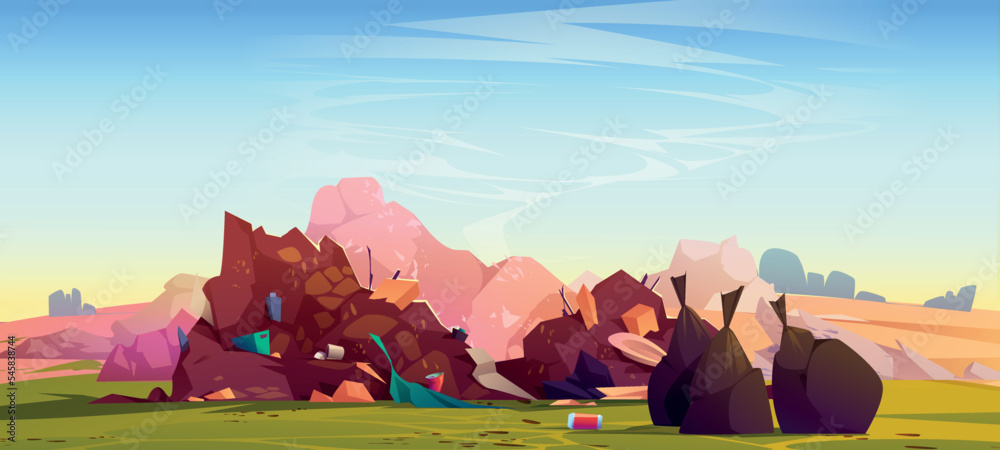 Vecteur Stock Landfill, environmental pollution concept with pile of ...