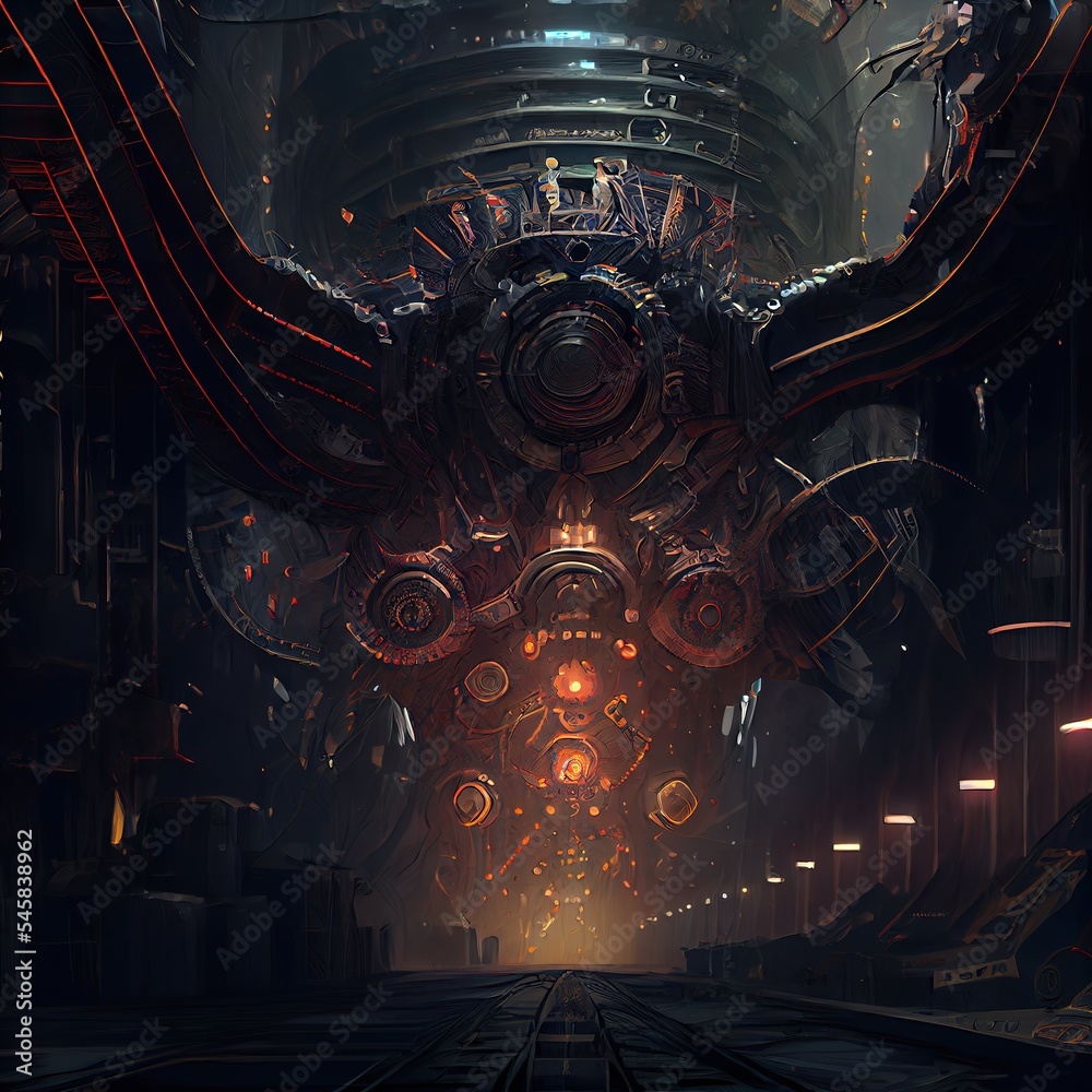 art illustration of cyborg creation, artificial intelligence, reaction ...