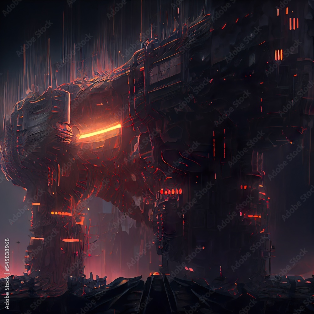 art illustration of cyborg creation, artificial intelligence, reaction ...