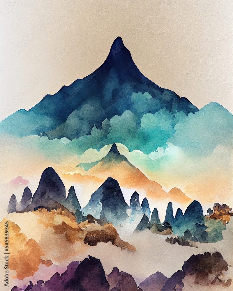 Mountain Wall Art, a large mountain range with the sky behind it ...