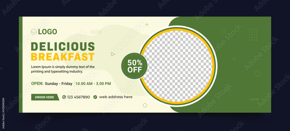 Food Restaurant Cover Page Design Template, food web banner cover Stock ...