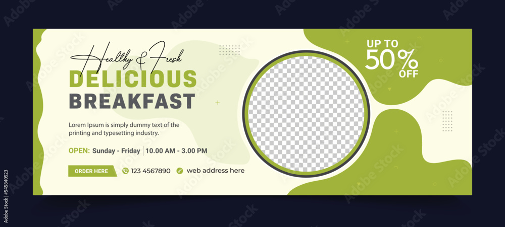 Food banner design Template . Modern promotional. travel, food cover ...
