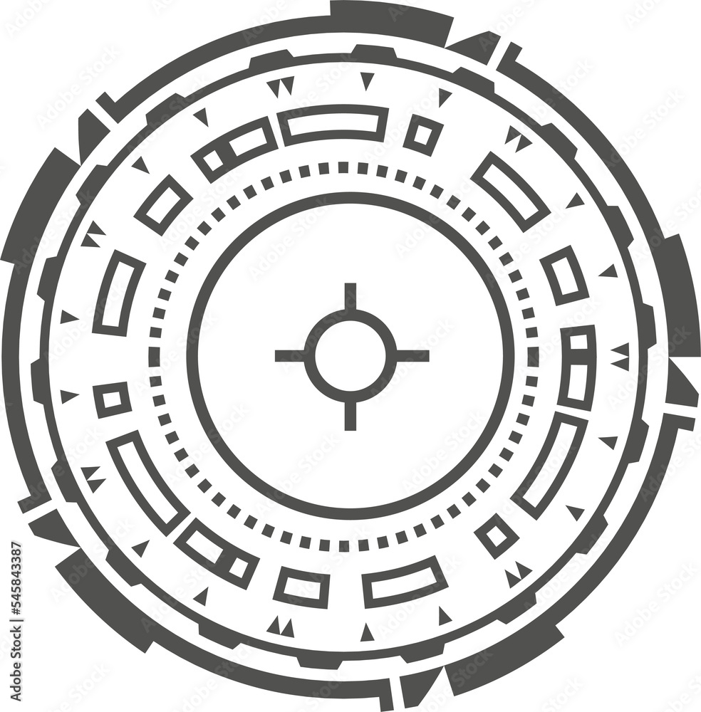 HUD futuristic element. Abstract optical aim. Circle geometric shapes ...