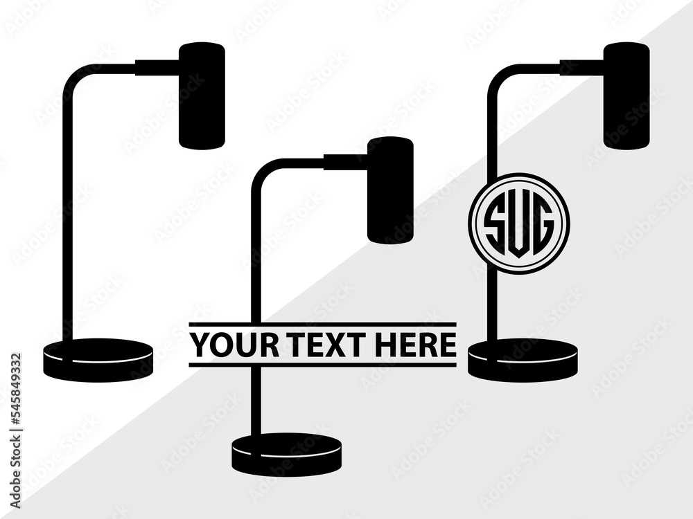 Stockvector Desk Lamp Monogram, Desk Lamp Silhouette, Desk Lamp SVG ...