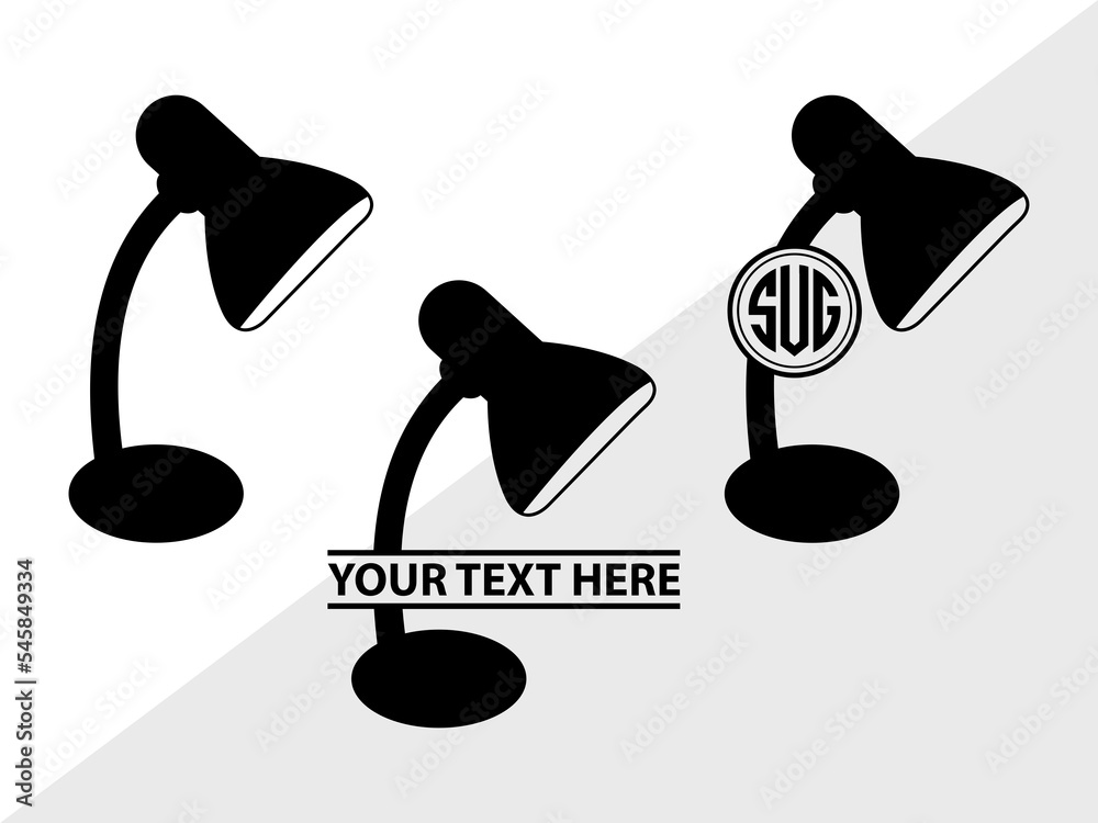 Stockvector Desk Lamp Monogram, Desk Lamp Silhouette, Desk Lamp SVG ...