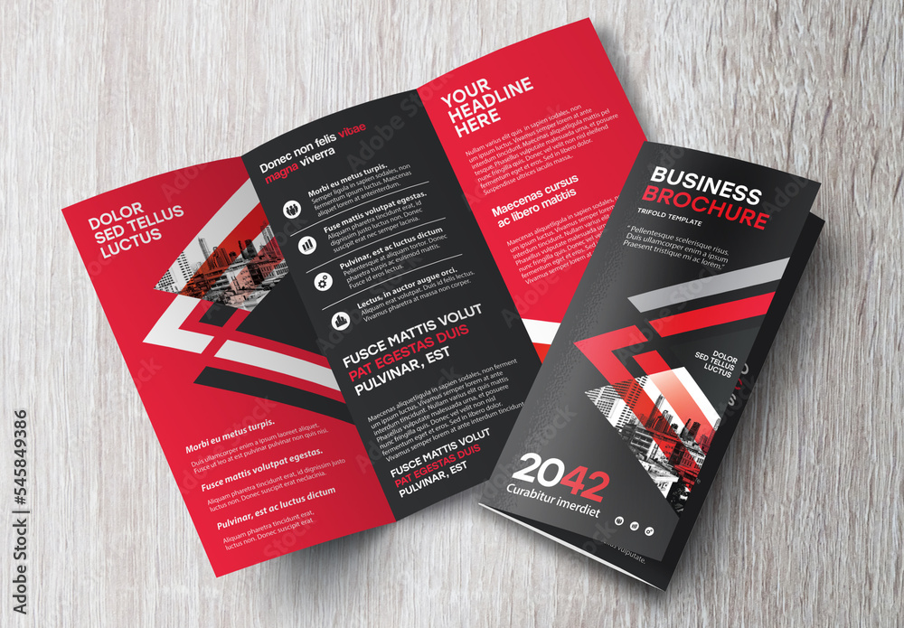 Black and Red Trifolds Brochure Layout Stock Template | Adobe Stock