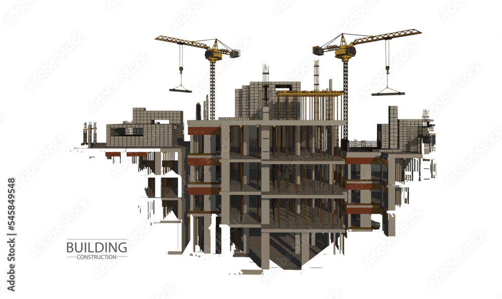 Building construction plan facades architectural sketch.Vector ...