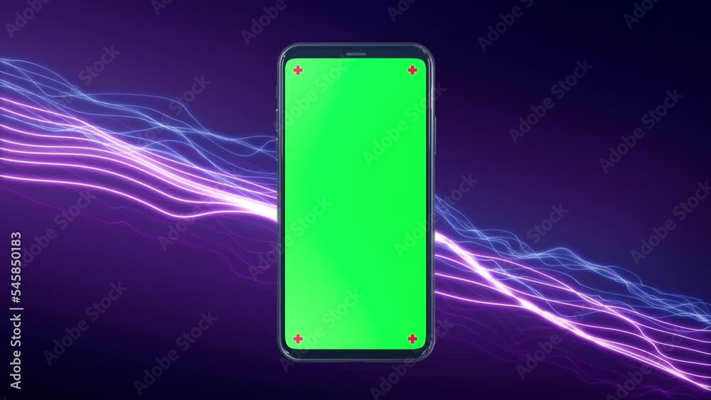 Phone mobile telephone with screen green screen chroma key on sci fi ...