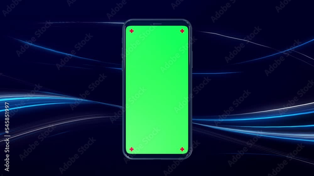 Phone mobile telephone with screen green screen chroma key on sci fi ...