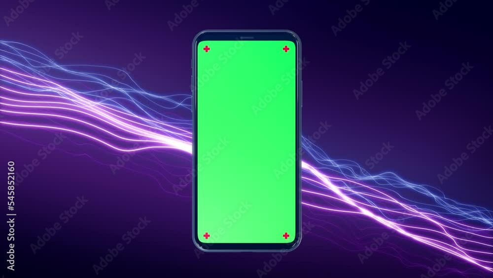 Phone mobile telephone with screen green screen chroma key on sci fi ...