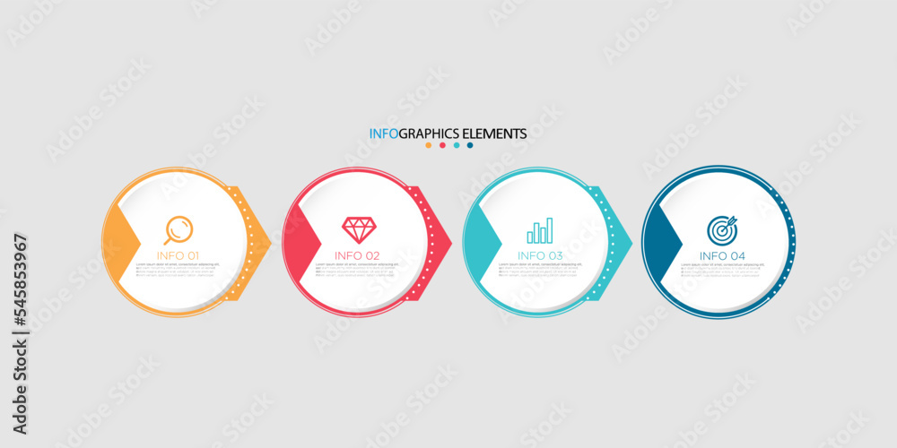 Business infographics timeline design template with 4 step and option ...