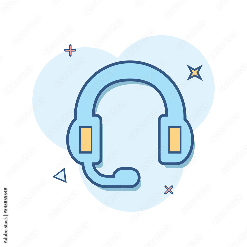 Headset headphone vector illustration comic style Stock Vector | Adobe ...