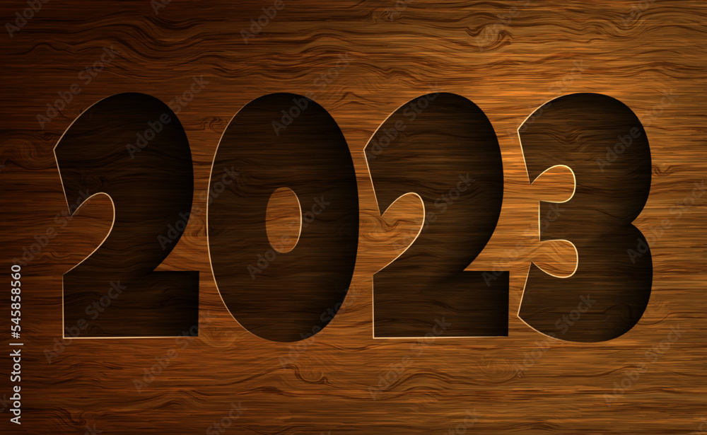Symbol 2023 cut out. Vector illustration of the symbol of 2023 carved ...