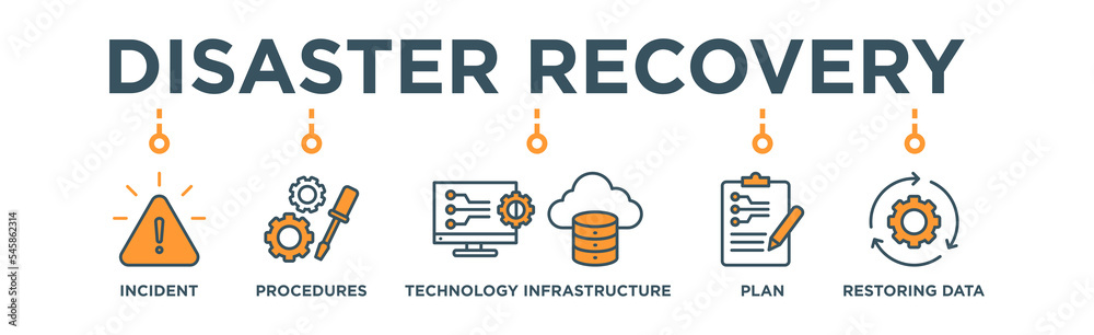 Disaster recovery banner web icon vector illustration concept for ...