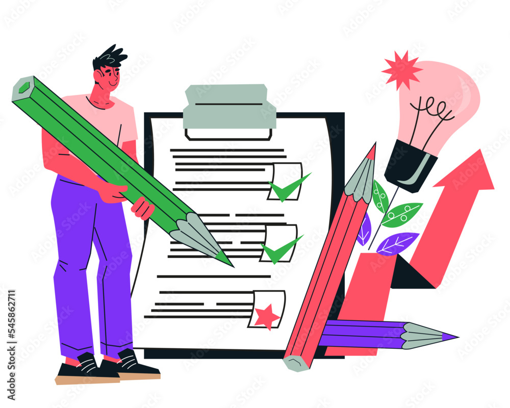 Done tasks and completed targets banner with businessman completing ...