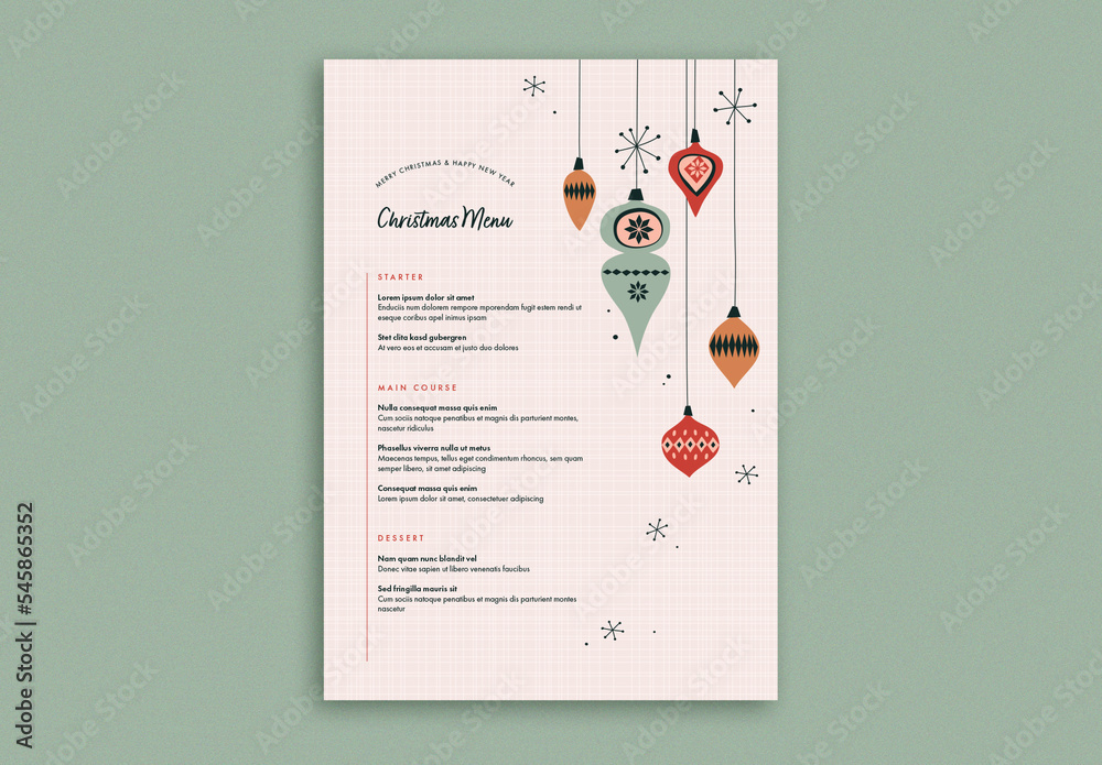 Christmas Menu Layout Stock Template | Adobe Stock