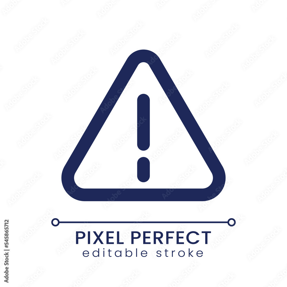 Caution sign pixel perfect linear ui icon. Warning about error ...