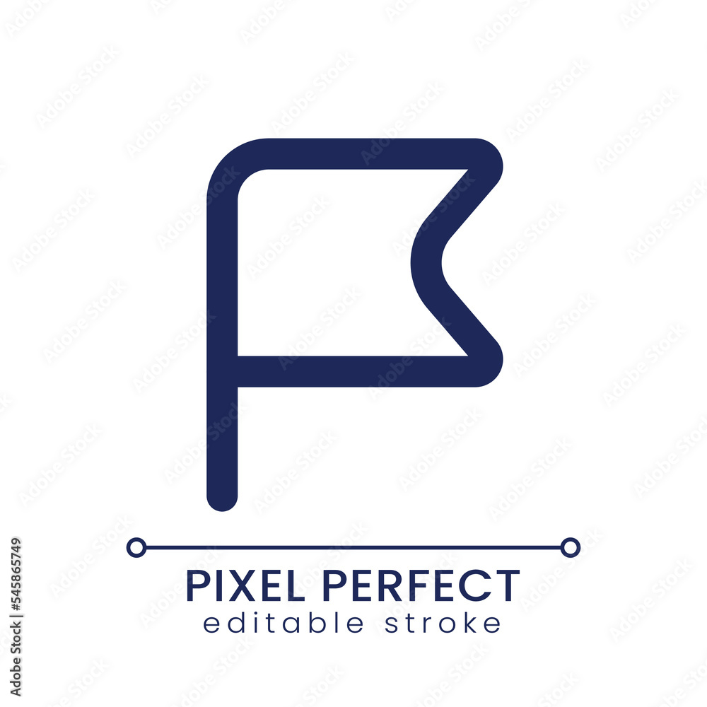Flag pixel perfect linear ui icon. Tagged materials. Mark for important ...