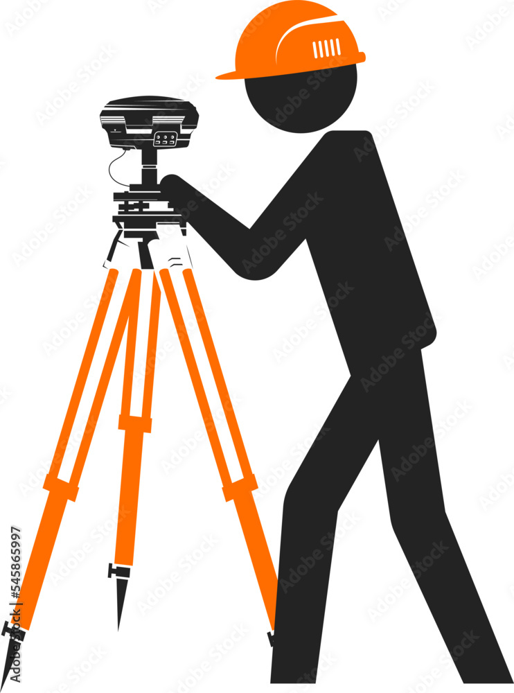 Surveyor engineer and geodetic instrument. Design for engineering ...