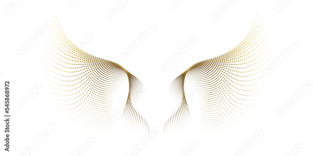 Abstract symmetry bird wings dots line pattern luxury gold light ...