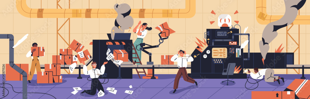 Manufacturing industry problem. Accident, emergency, labor insecurity ...