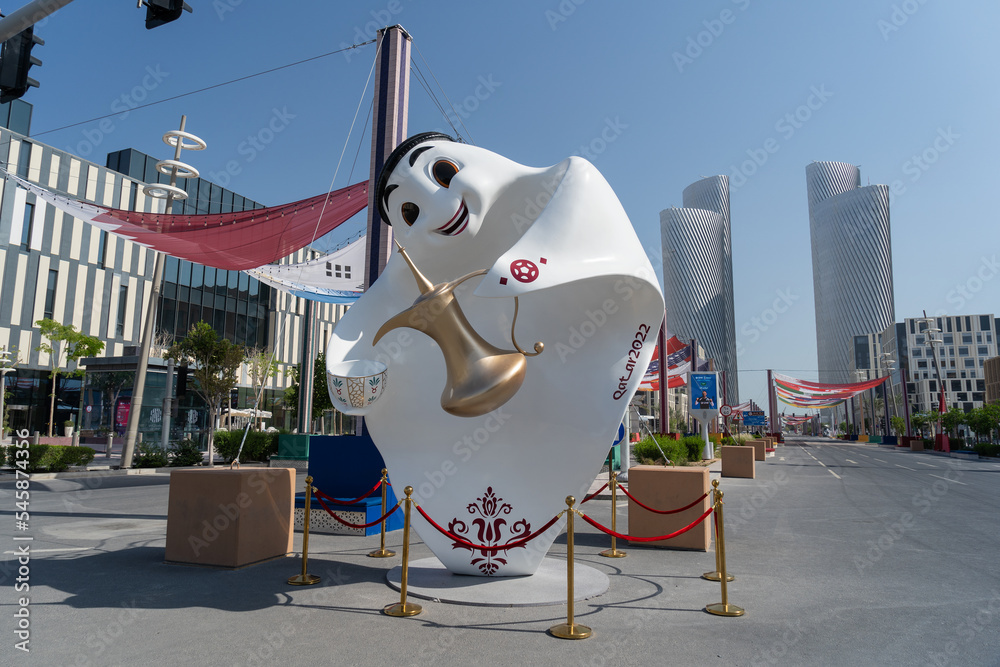 FIFA World Cup 2022 official mascot Laeeb in Lusail Boulevard, Doha ...