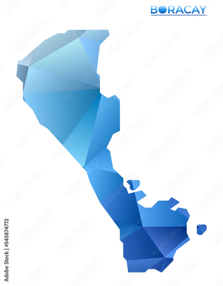 Vector polygonal Boracay map. Vibrant geometric island in low poly ...