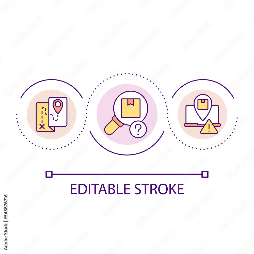 Package tracking issue loop concept icon. Parcel monitoring problem ...
