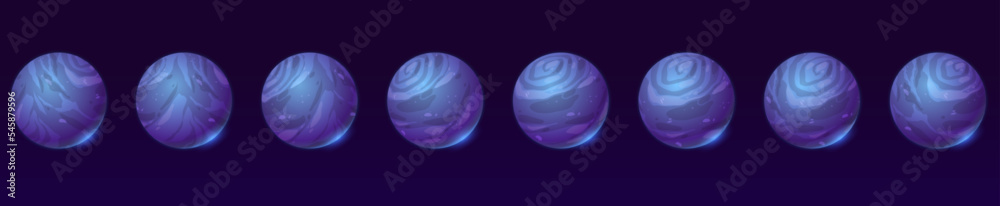 Animation set of alien planet rotation. Abstract sphere turnaround ...