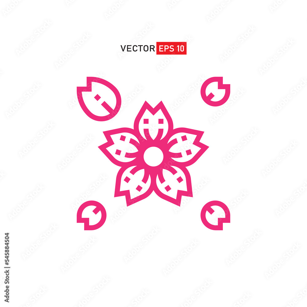 Cherry blossom icon or sakura flower icon simple flat design isolated ...
