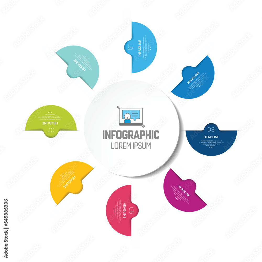 Circle infographic template. Round net diagram, graph, presentation ...