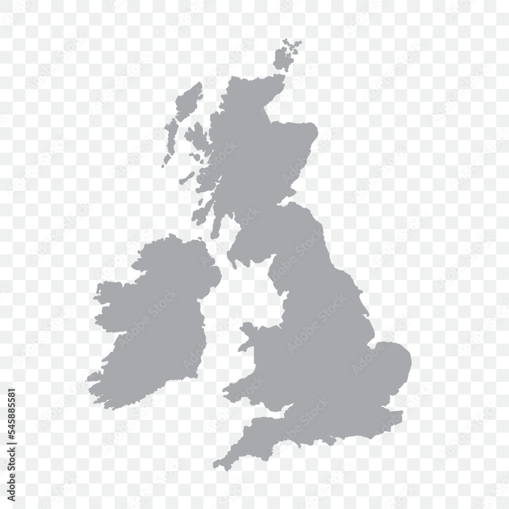 The Great Britain map in gray on a transparent background Stock Vector ...