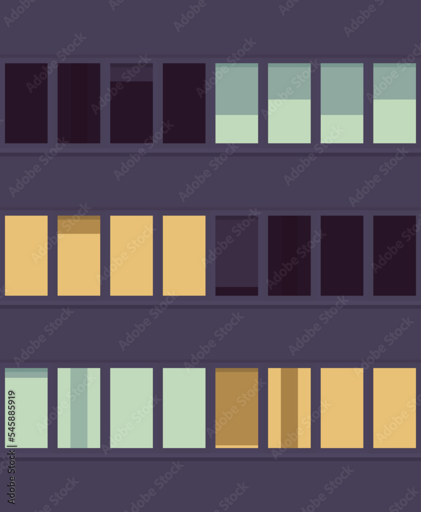 Night glass window wall reflection of building in modern city ...