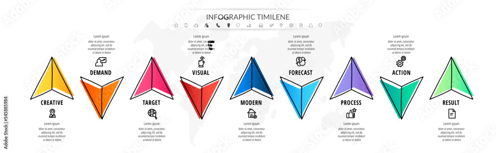 Vector arrow infographics. Modern line concept graphic process template ...