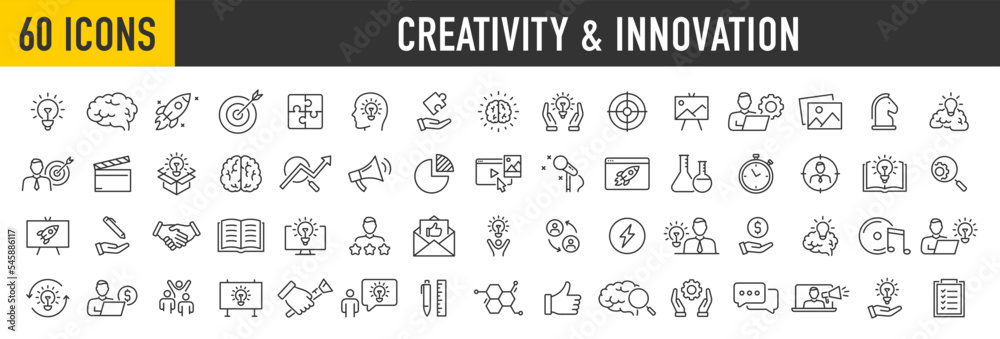 WebSet of 60 Creativity and Innovation web icons in line style ...