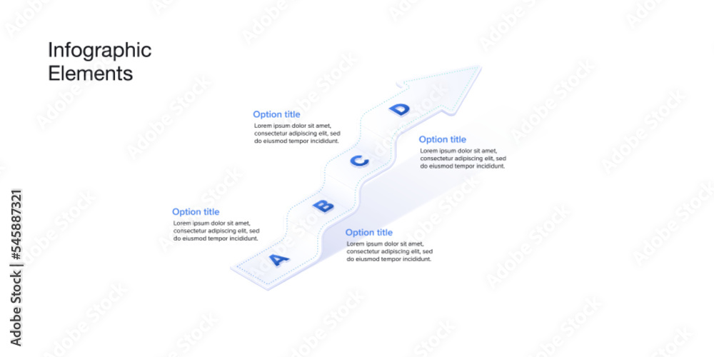 Business process chart infographics with 4 step arrows. Corporate ...