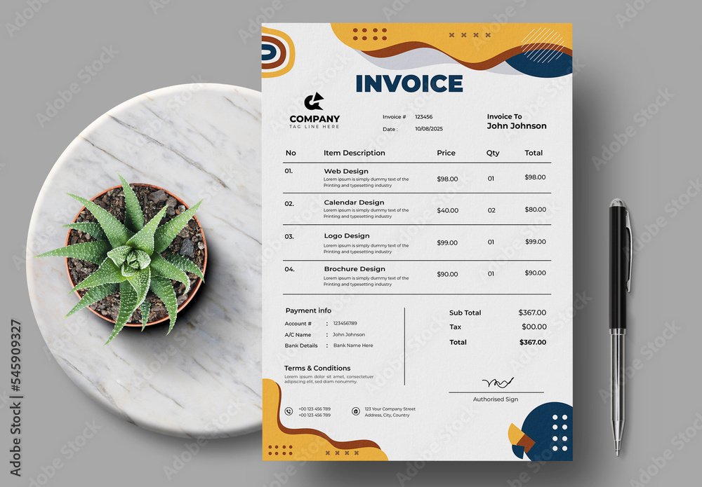 Invoice Design template Layout Stock Template | Adobe Stock