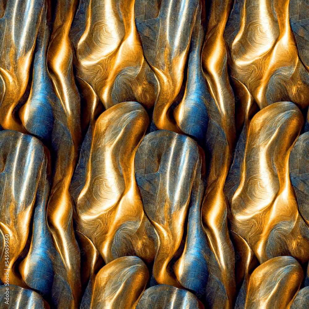 Metallic texture seamless pattern. Liquid metal waves, fluid. Ai ...