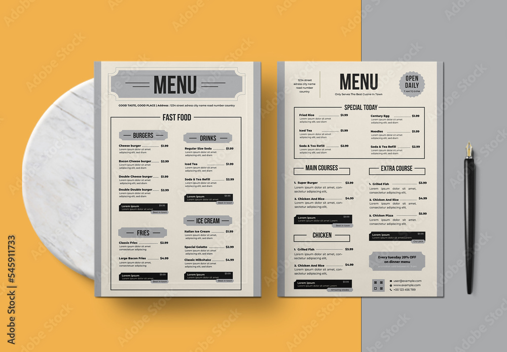 Food Menu Design Template Stock Template | Adobe Stock