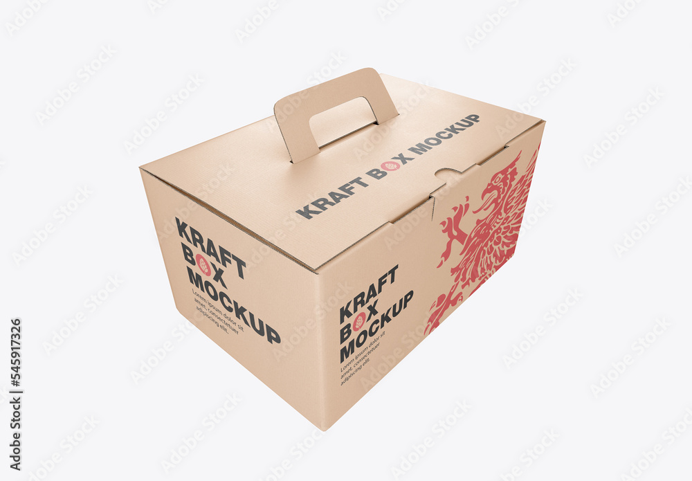 Kraft Paper Box with Handle Mockup Stock Template | Adobe Stock
