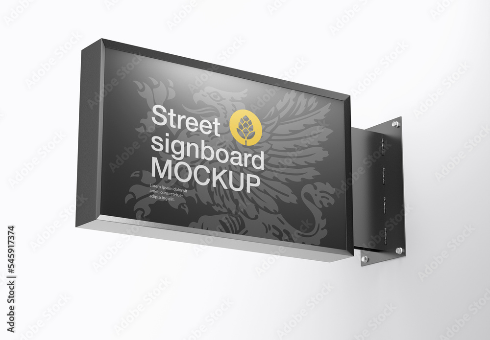 Signboard Wall Mockup Stock Template | Adobe Stock