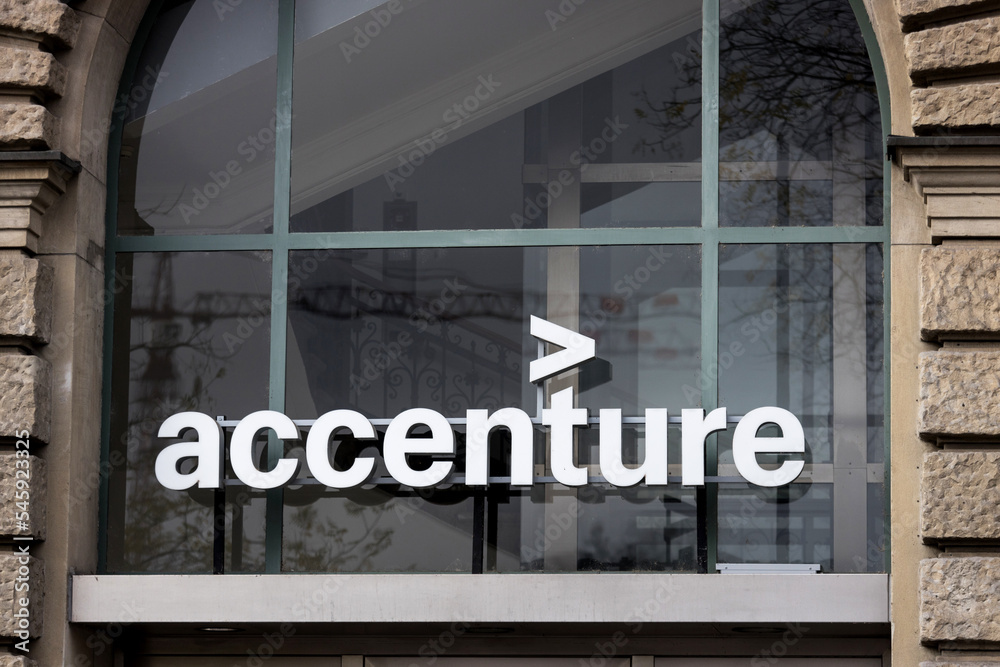 Zurich, Zurich,switzerland - 06 11 2022: a sign of the irish accenture ...