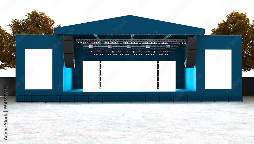 Stage rigging truss system with blank backdrop concert performance ...