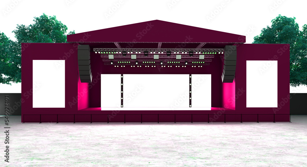 Stage rigging truss system with blank backdrop concert performance ...
