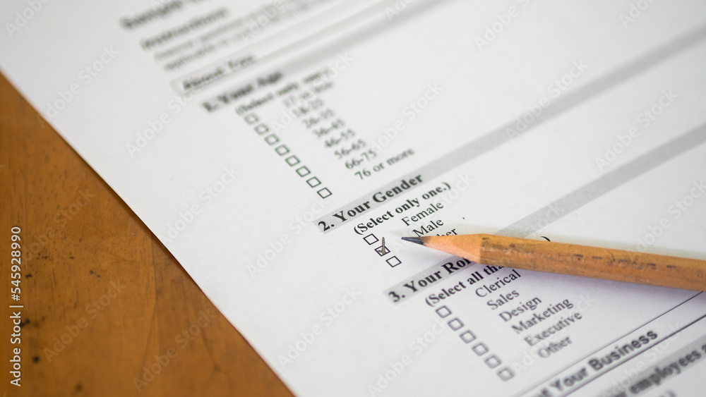 Pencil marking on checklist box with pencil close up. Checklist concept ...