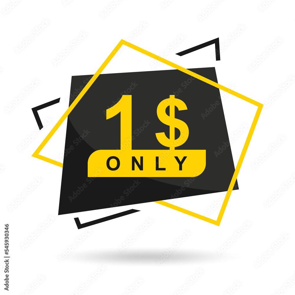 The price is only 1$. The price tag is only 1 dollars. Design of a ...